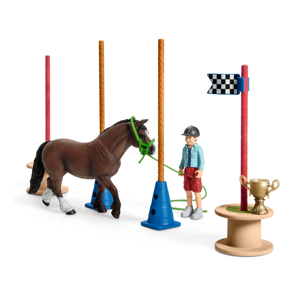 SCHLEICH Farm World Pony Agility Race Toy Playset, Multi-colour, 3 to ...