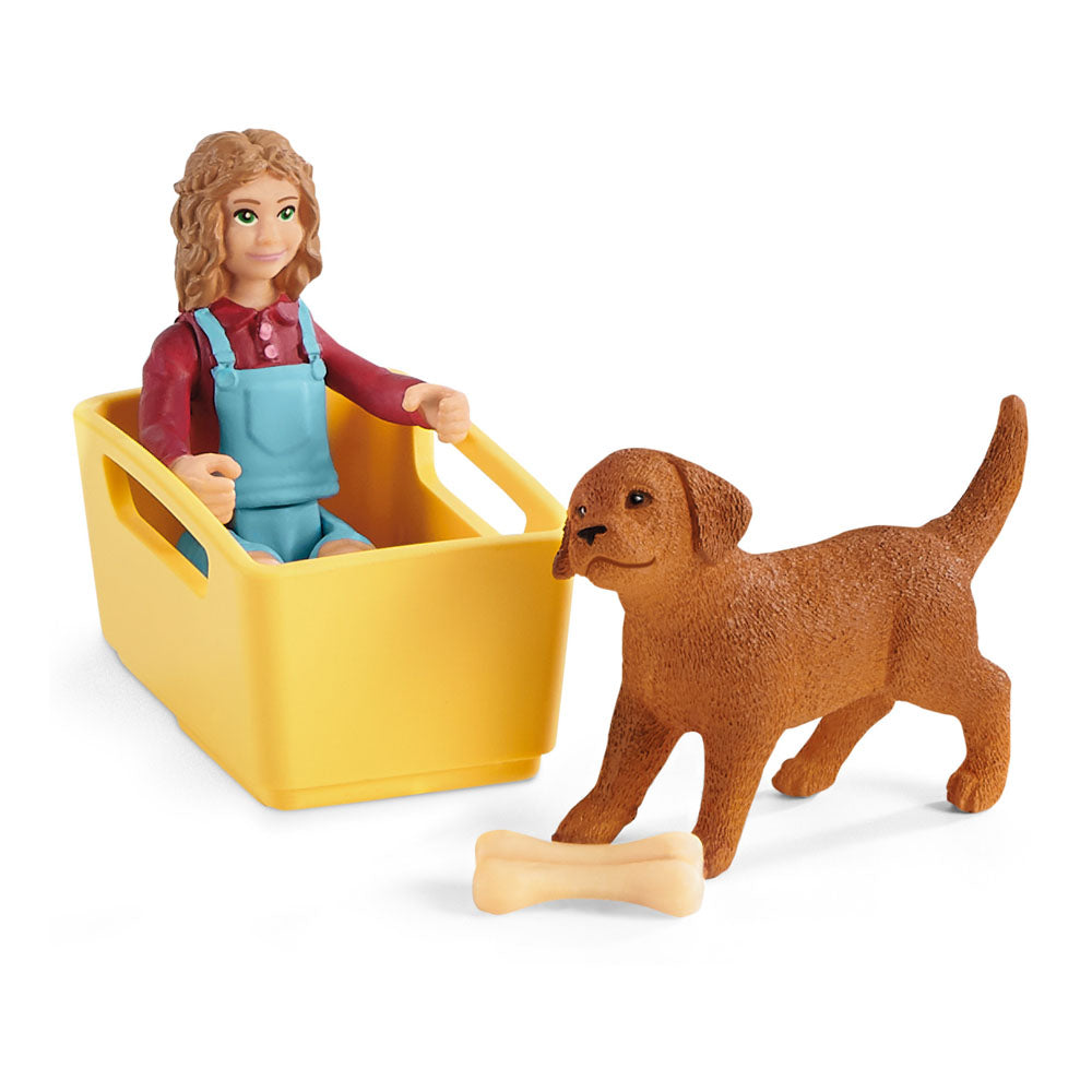 SCHLEICH Farm World Puppy Wagon Ride Toy Figure Set, 3 to 8 Years, Mul ...