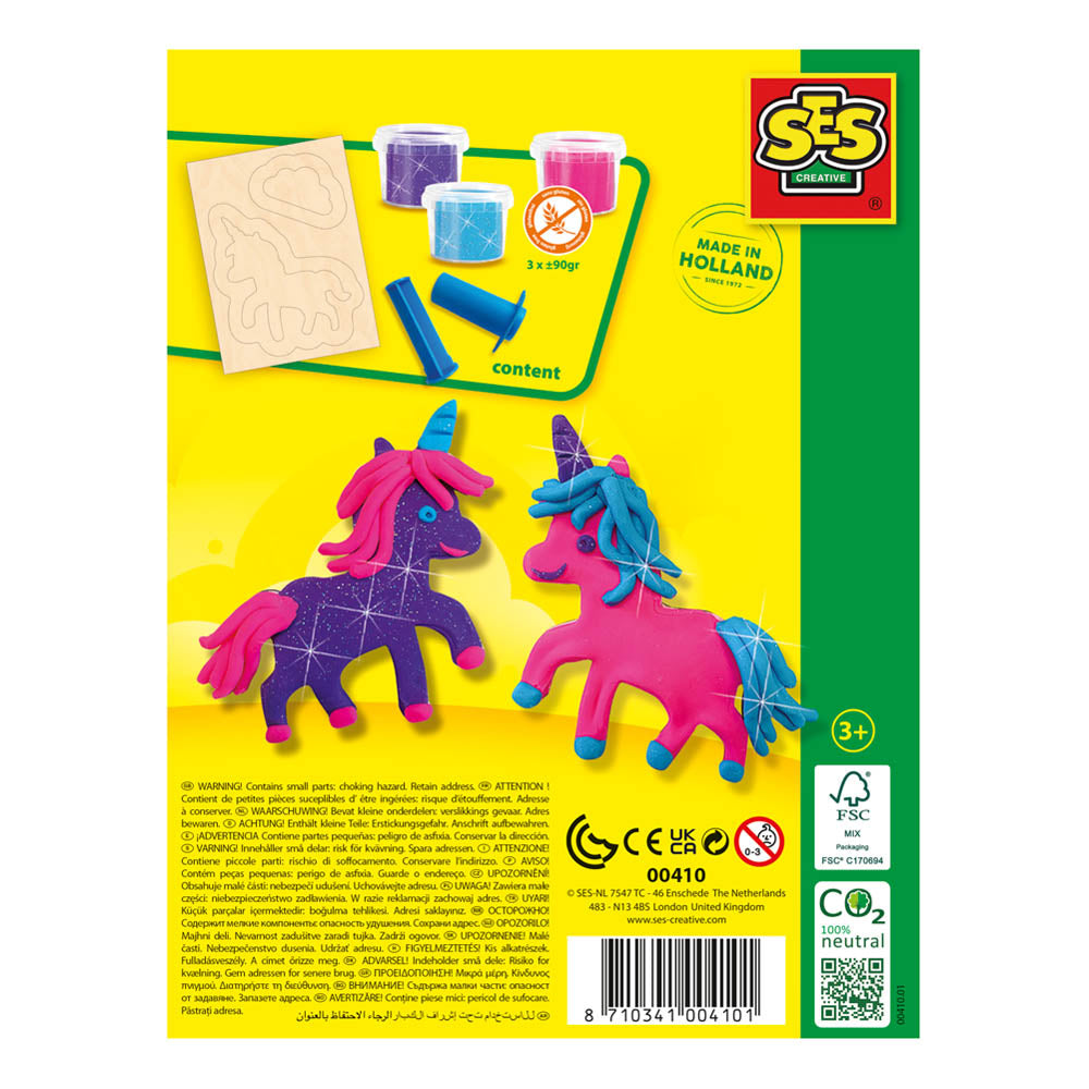 SES CREATIVE Unicorns Neon Glitter Modelling Dough Set (00410) – MyToyBox